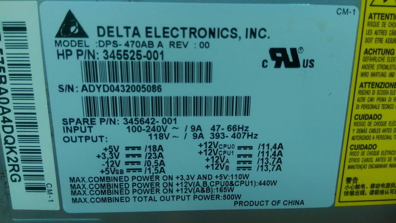 DELTA DPS-470AB A REV : 00 Power Supply - 裕益科技自動化設備可程式編碼器PLC分散式控制系統DCS